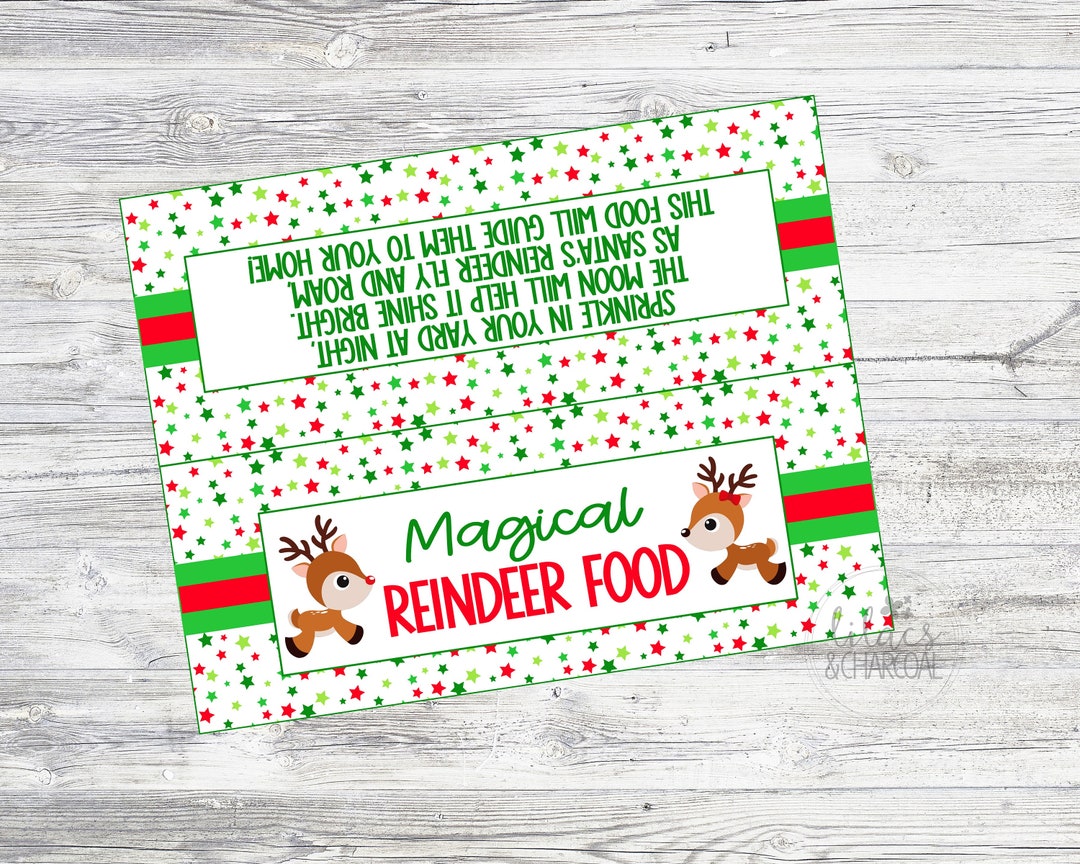 Printable Magical Reindeer Food Bag Topper. Reindeer Treat Bag Topper ...