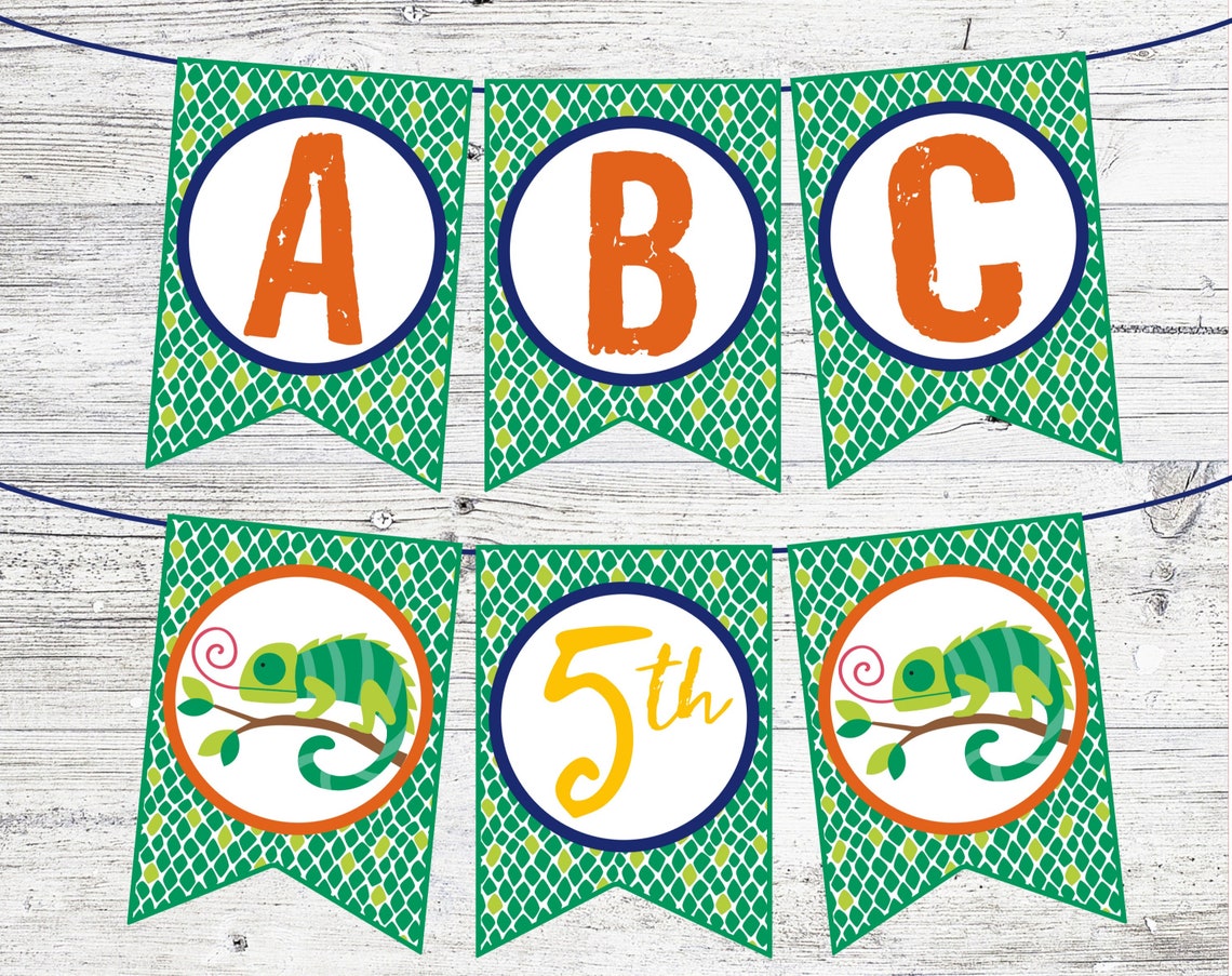 Reptile Party Banner. Printable Banner Package With Alphabet | Etsy