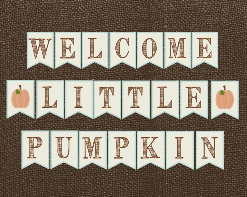 Welcome Little Pumpkin Baby Shower Banner. Instant Digital Download ...