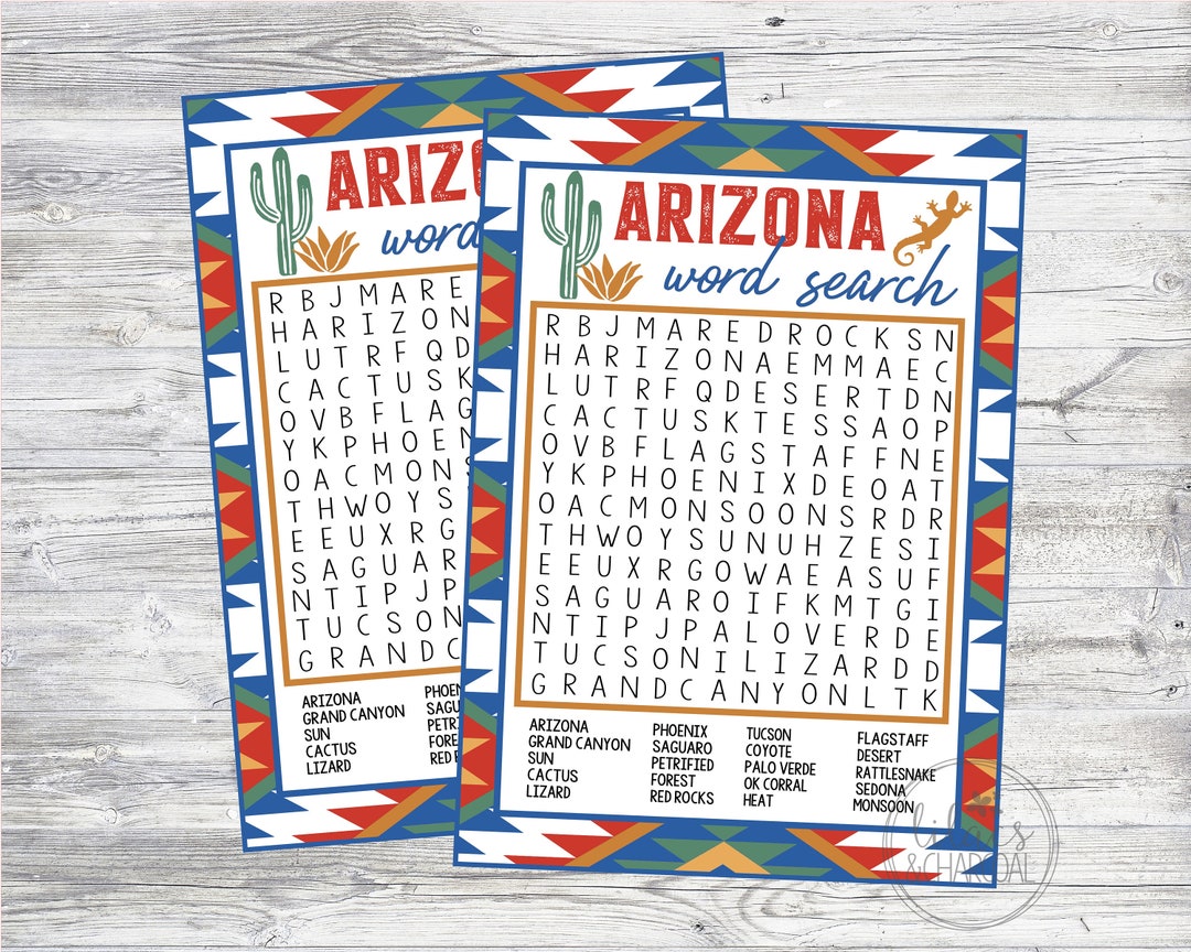 Printable Arizona Word Search. Word Search for Arizona US States Travel ...