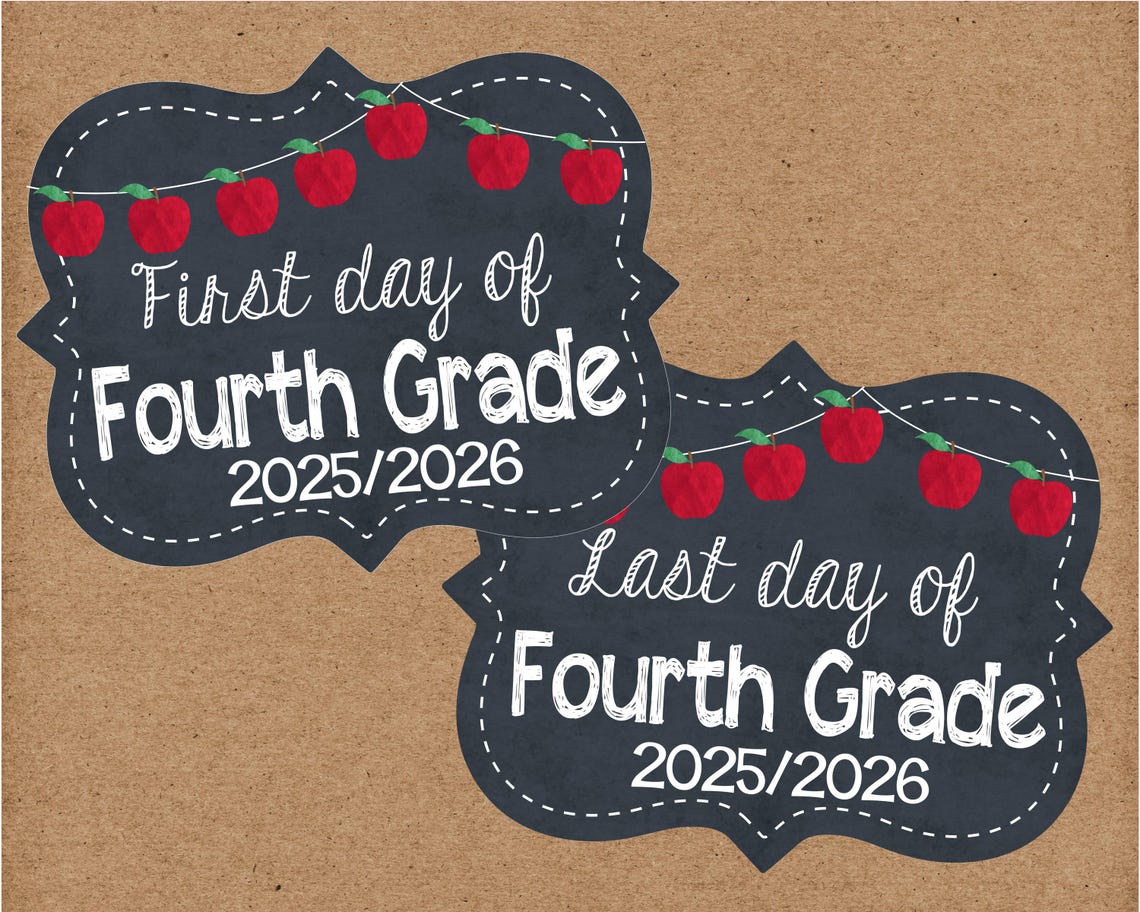 Fourth Grade First Day of School Sign. Back to School Photo Prop Sign ...