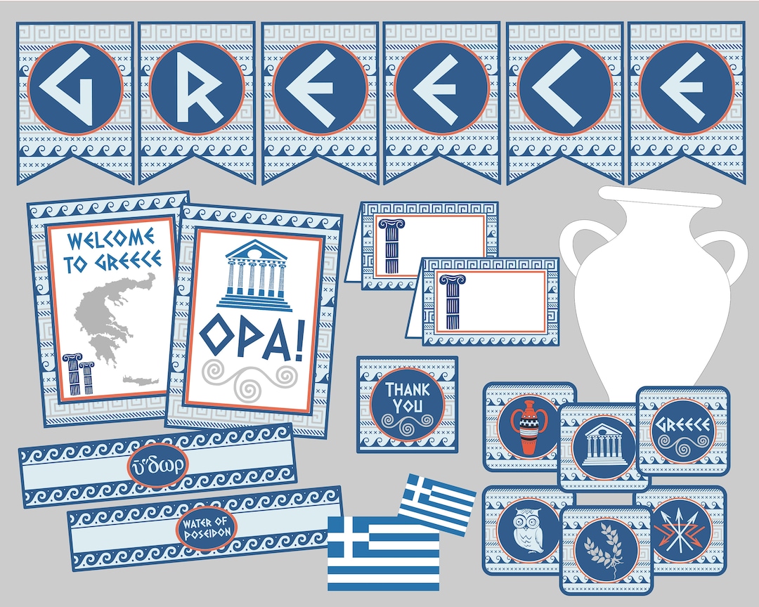 Printable Greek Party Mini-package. Instant Digital Download. Perfect ...