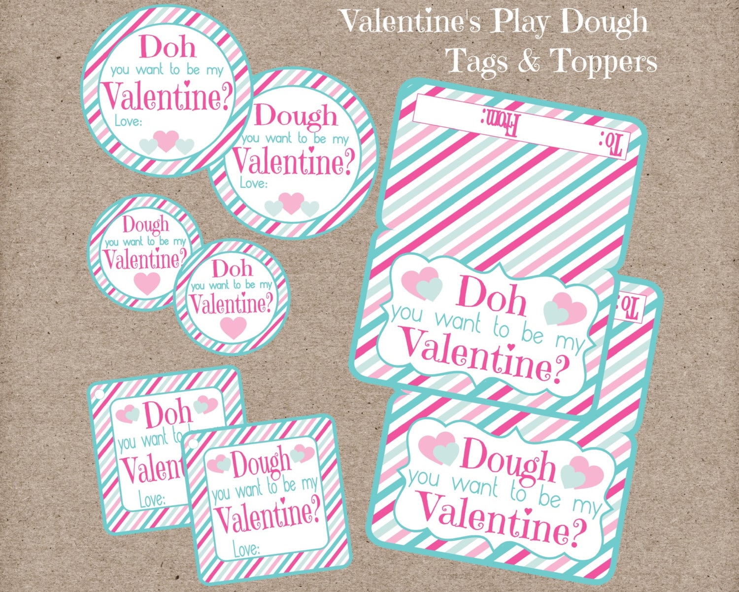 Valentine's Day Play Dough Tags Stickers and Bag - Etsy