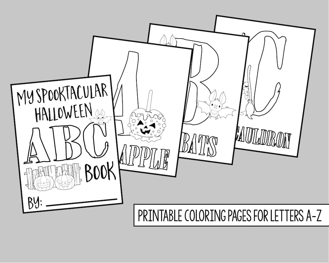 Printable Halloween ABC Coloring Pages for Kids. Incl: Letters A-Z ...