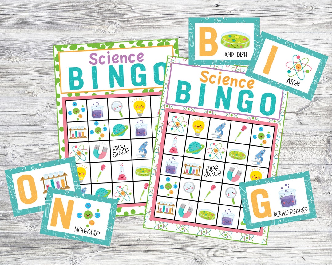 Juego de bingo científico imprimible. Bingo de ciencias - Etsy España