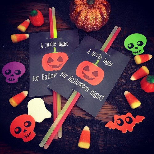 A Little Light for Halloween Night Glow Stick Tags Candy | Etsy
