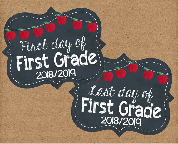 First Grade First Day Of School Sign. Last Day of First Grade. | Etsy