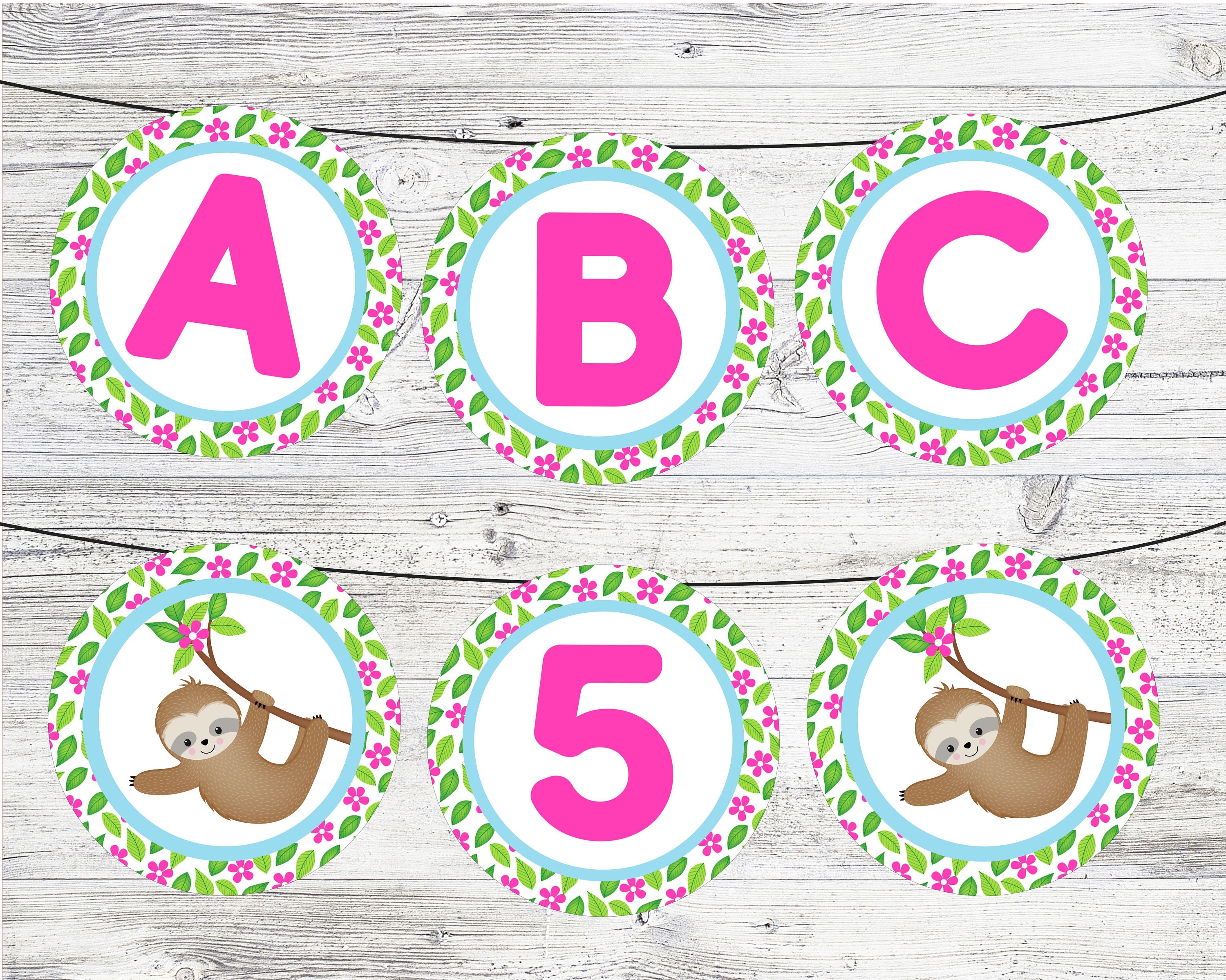 Sloth Party Banner. Printable Banner Package W/ Full Alphabet - Etsy