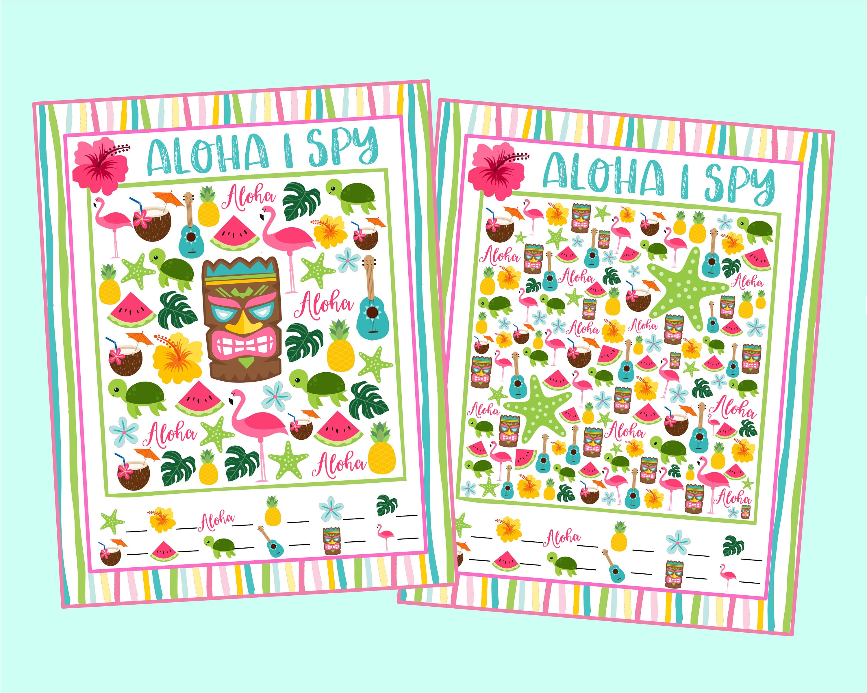 Luau I Spy Printable Games. 5 Different Sheets Easier to Harder ...