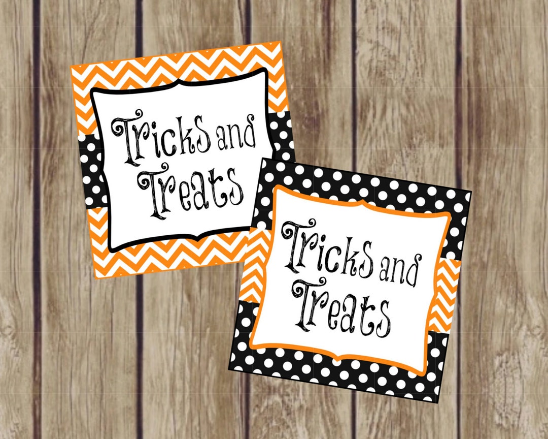 Tricks and Treats Gift Tags, Favor Tags, Treat Tags. Halloween Treat ...