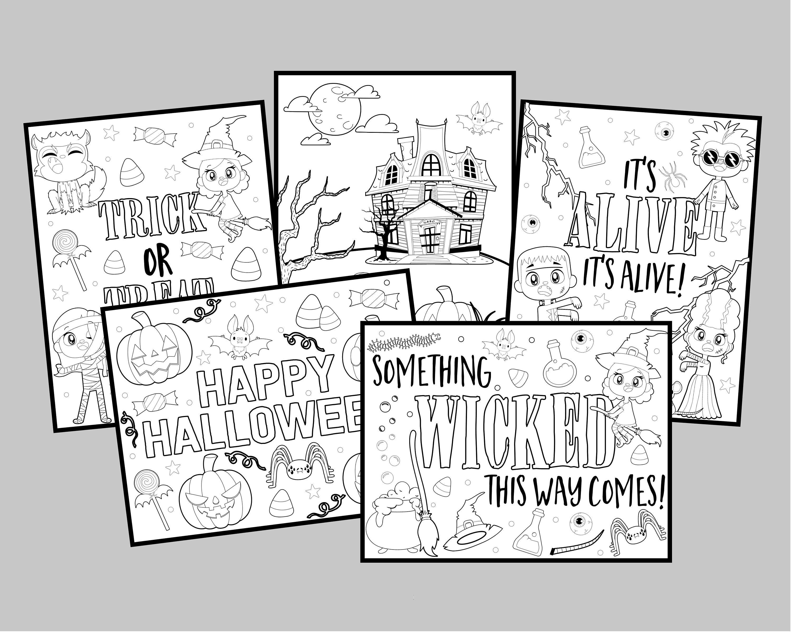 Printable Halloween Coloring Pages For Kids Or Adults Instant | Etsy