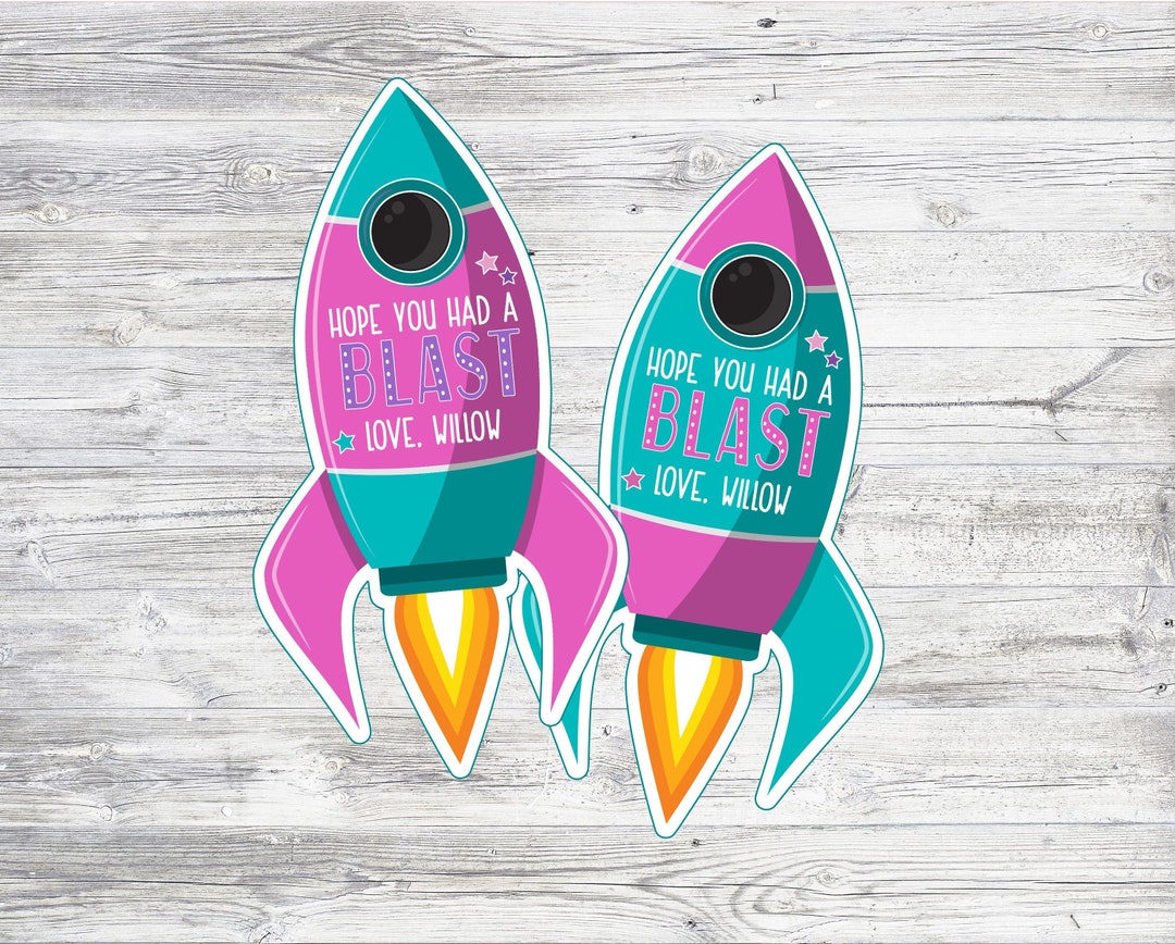 Personalized Space Party Favor Tags. Hope You Had A Blast Rocket Ship ...