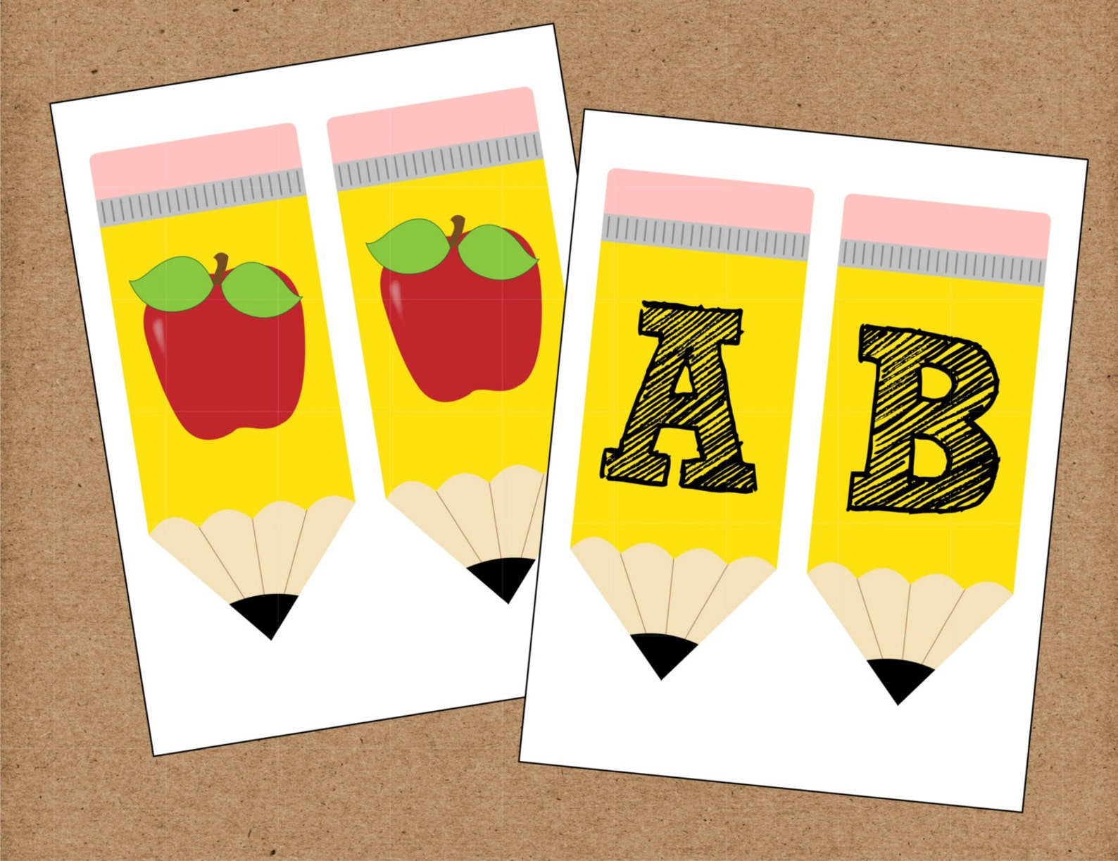 Back to School Pencil Banner. FULL ALPHABET, Instant Digital Download ...