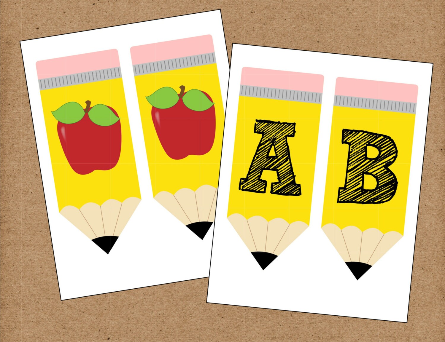 Back to School Pencil Banner. FULL ALPHABET, Instant Digital Download ...