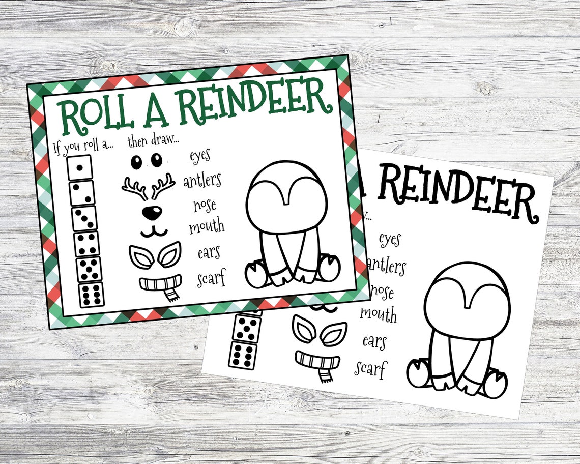 Printable Roll A Reindeer Game. Reindeer Holiday Party or Classroom ...
