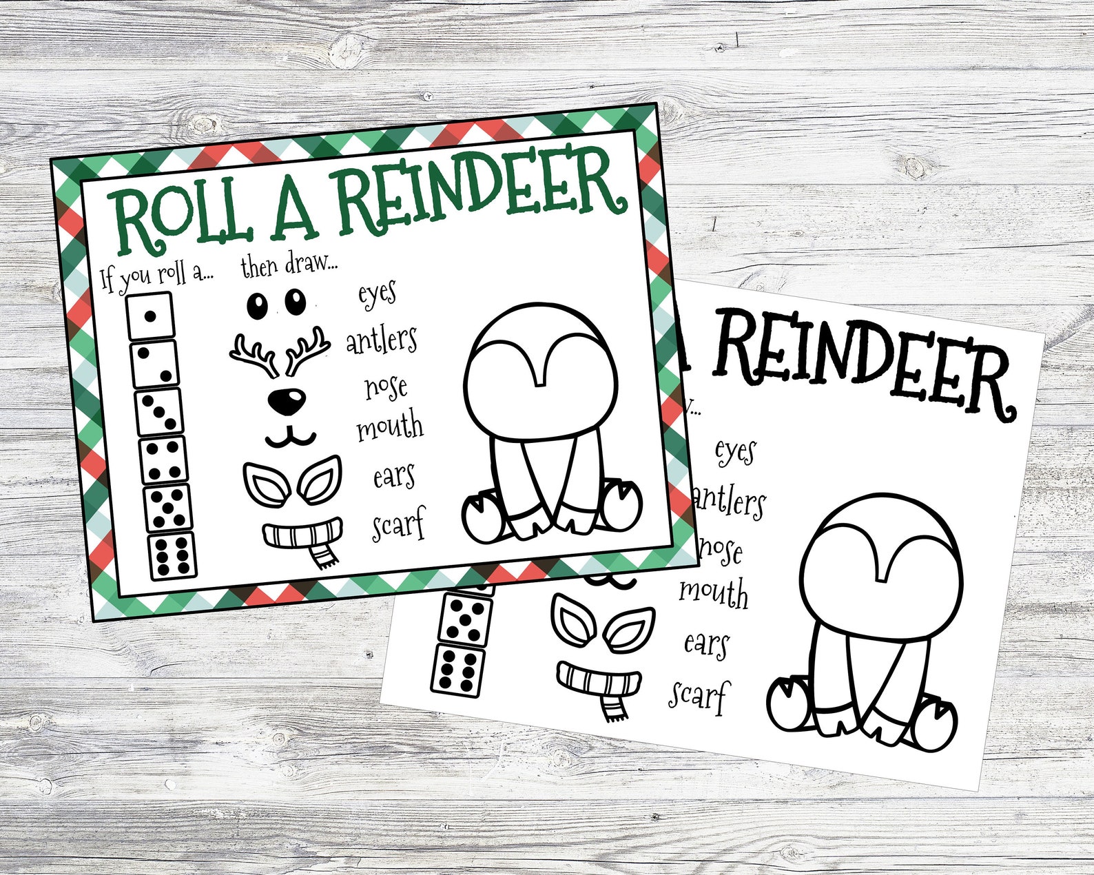 Printable Roll A Reindeer Game. Reindeer Holiday Party or Classroom ...