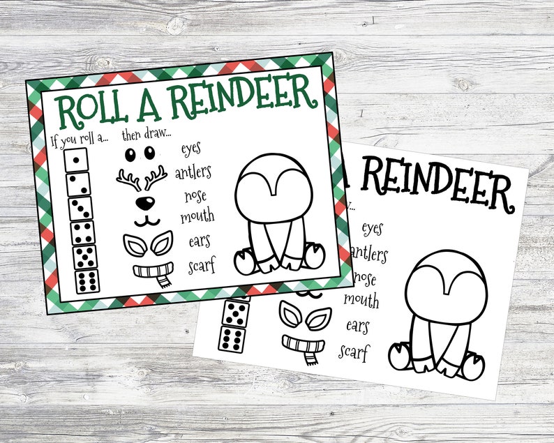 Printable Roll A Reindeer Game. Reindeer Holiday Party or Classroom ...
