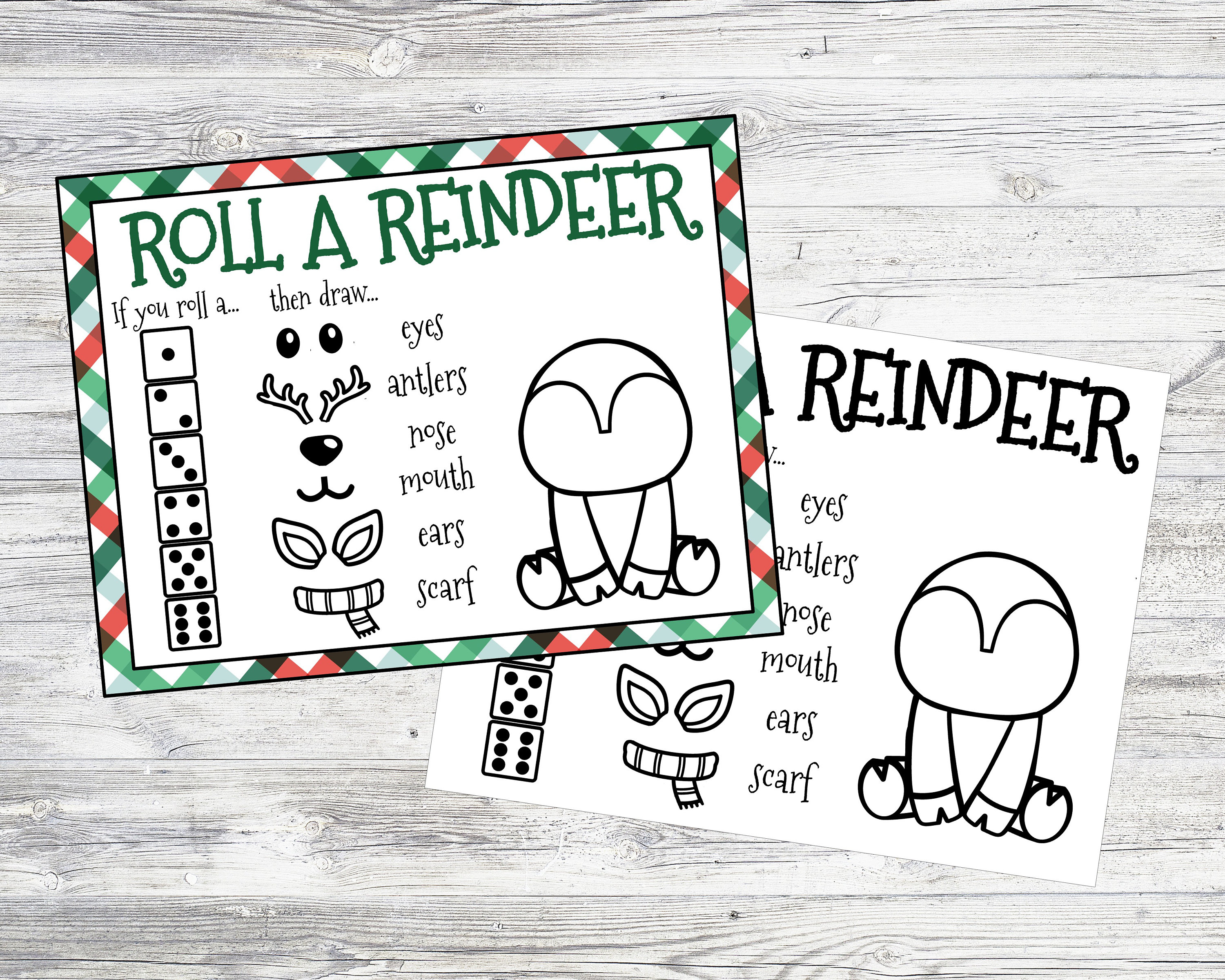 Printable Roll A Reindeer Game. Reindeer Holiday Party or Classroom ...