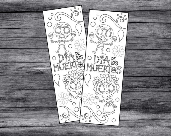 DIY Dia De Los Muertos Bookmarks. Print & Color Your Own - Etsy