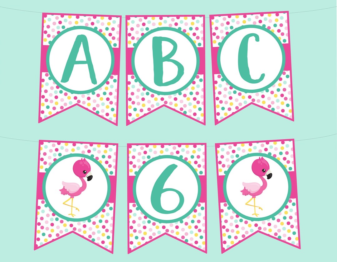 Printable Flamingo Birthday Banner. Let's Flamingle & Happy Birthday ...