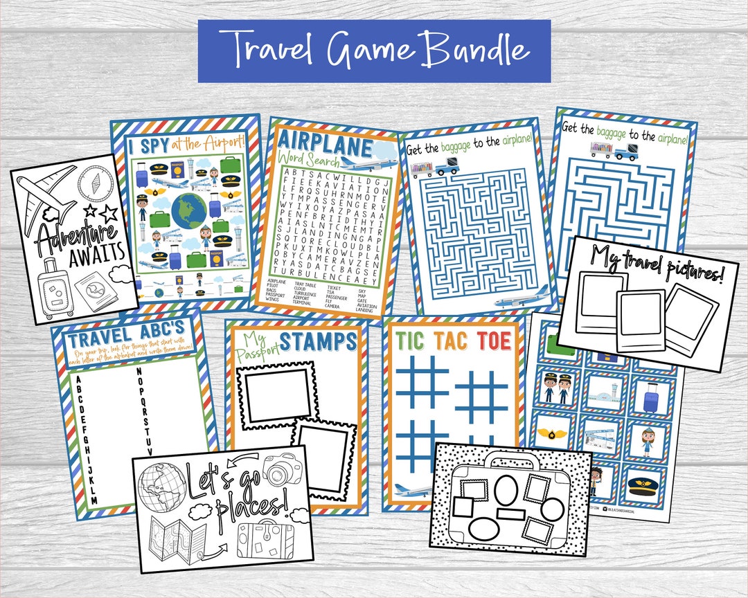 Printable Airplane Airport Travel Game Bundle. Travel Games & Travel ...