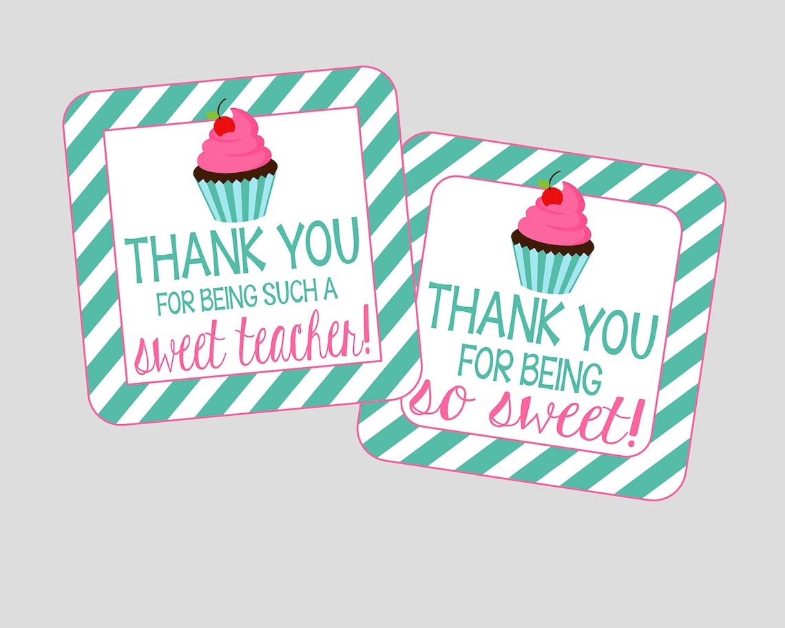 Cupcake Tags for Teacher's Gift or Thank You Gift. - Etsy