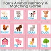 Blue Farm Animal Matching and Memory Game. Printable Game for Toddlers ...