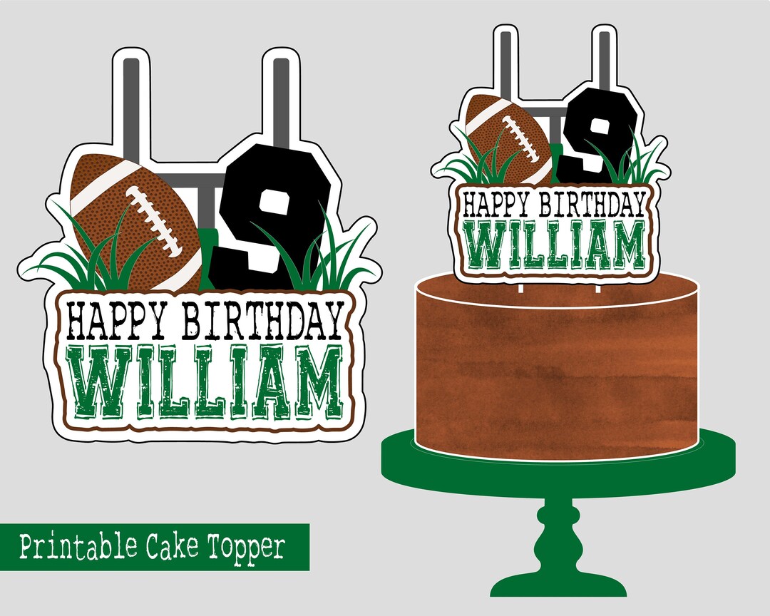 Printable Football Birthday Cake Topper. Personalized Birthday Cake ...