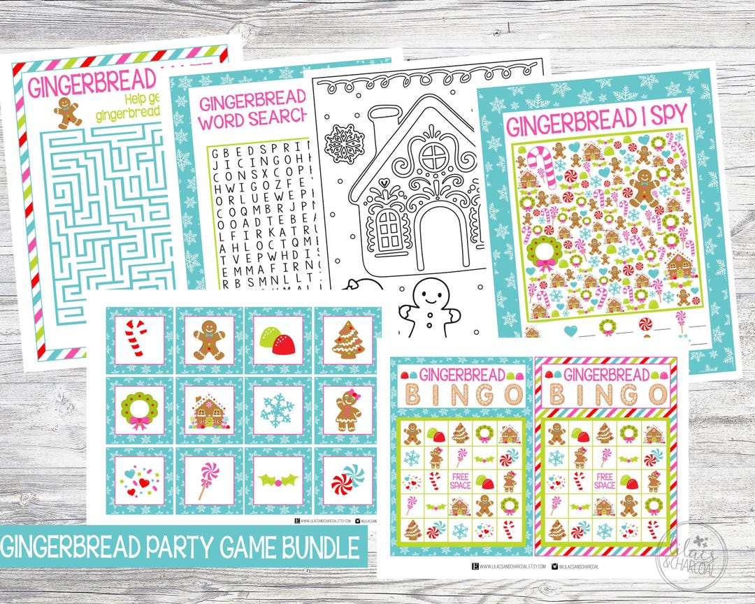 Printable Gingerbread House Game Bundle: Bingo, Maze, I Spy, Word ...