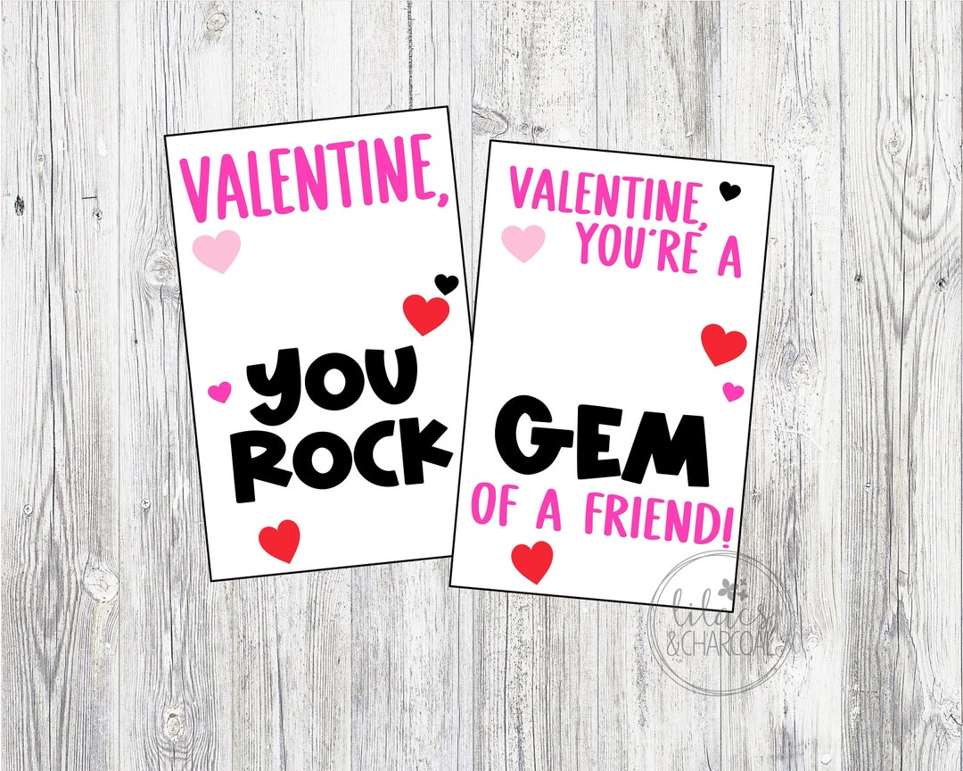 Printable Gem Rock Valentine Card. Gem of A Friend, Valentine You Rock ...