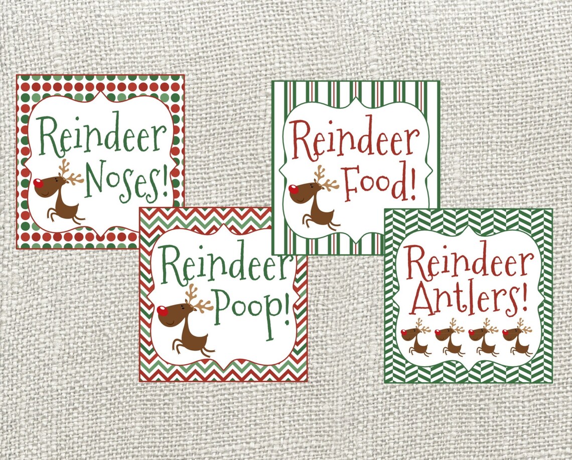 Reindeer Tag and Topper Package. Reindeer Poop Reindeer - Etsy