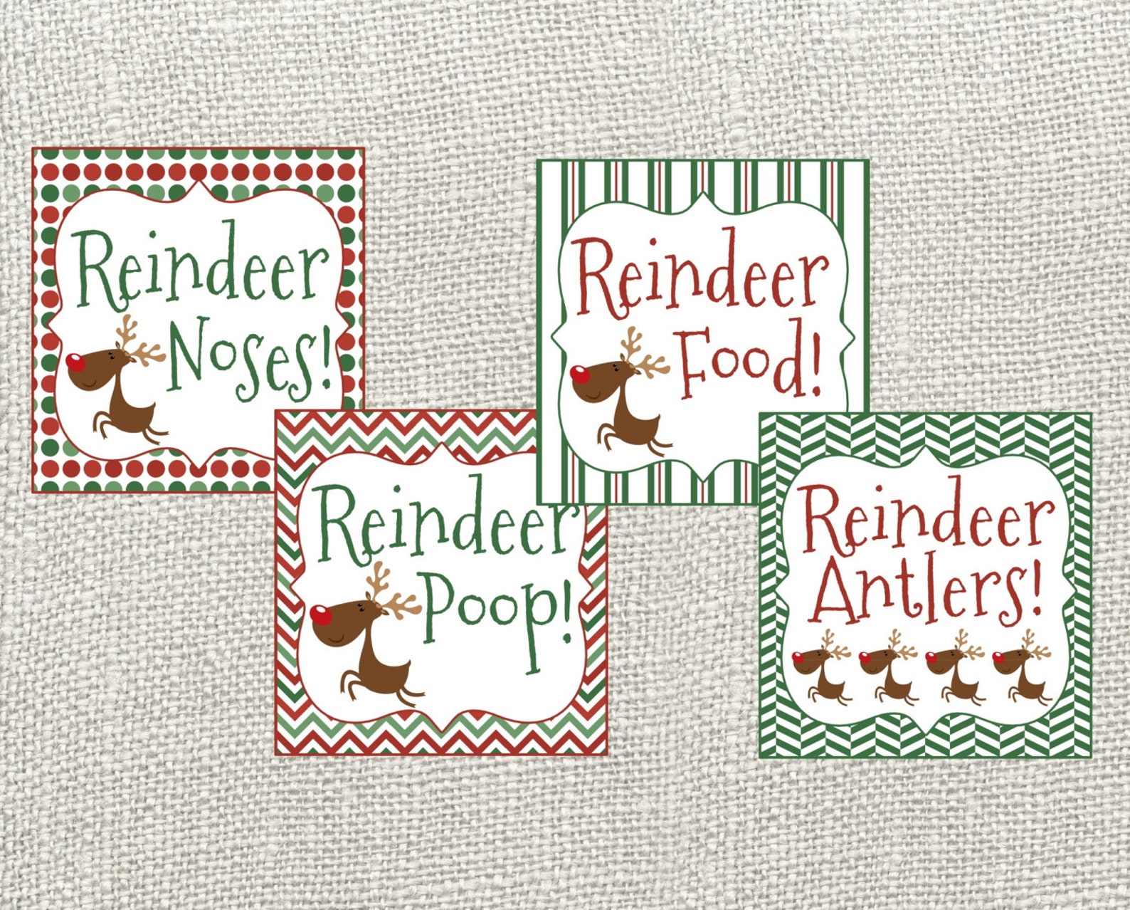 Reindeer Tag and Topper Package. Reindeer Poop Reindeer - Etsy