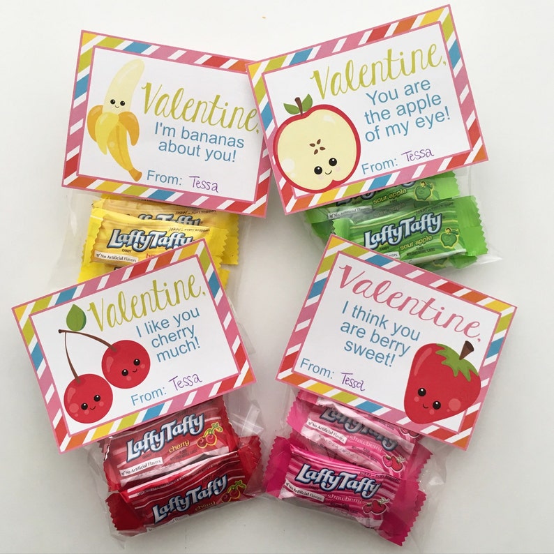 Fruit Valentine's Day Cards. Classroom Valentine's Cards. Strawberry ...