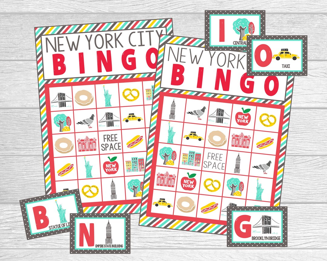 Printable New York City Bingo Game. 12 Card NYC Bingo Game Set for New ...