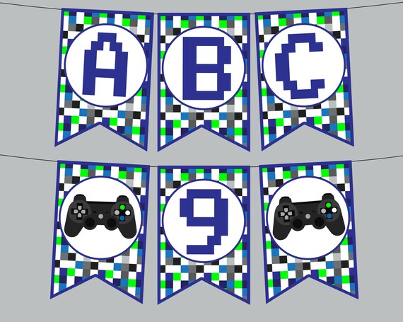 Game On Full Alphabet Banner for Video Game Birthday Party. | Etsy