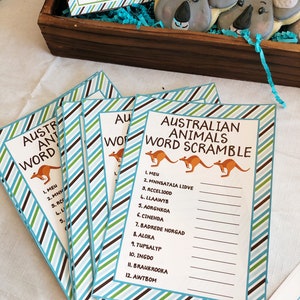 Australian Animals Word Scramble. Australia Party Games, Australia ...