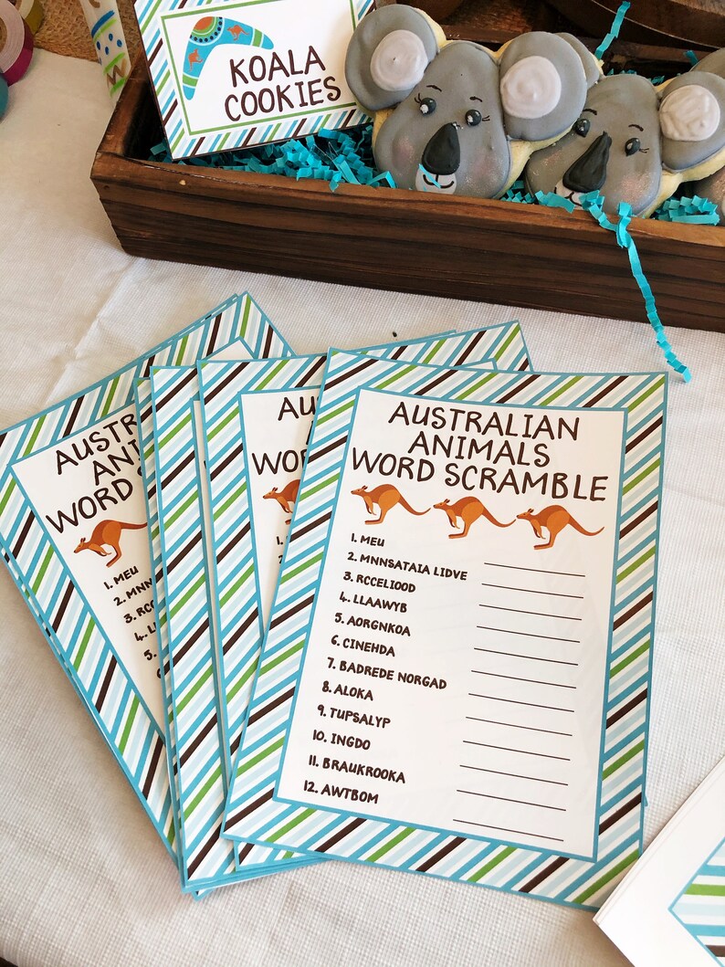 Australian Animals Word Scramble. Australia Party Games, Australia ...