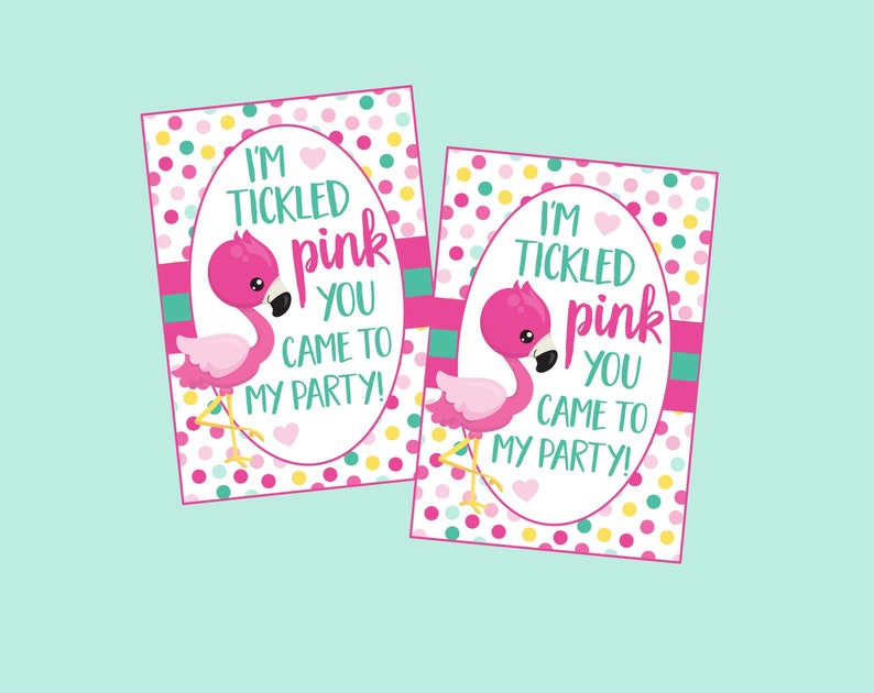 Printable Flamingo Favor Tags. I'm Tickled Pink You Came | Etsy