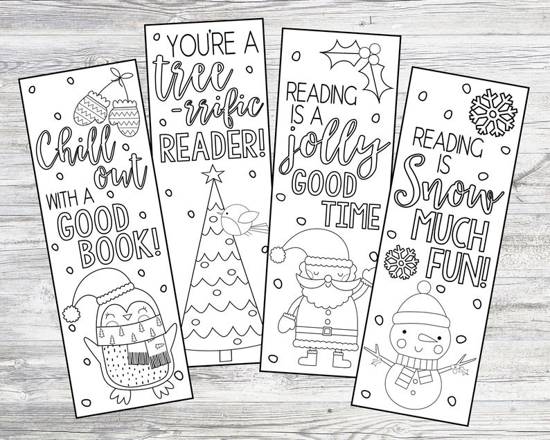 Printable Color Your Own Christmas Winter Bookmarks. Instant - Etsy
