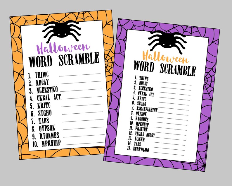 Halloween Word Scramble. Instant Digital Download. Great for - Etsy