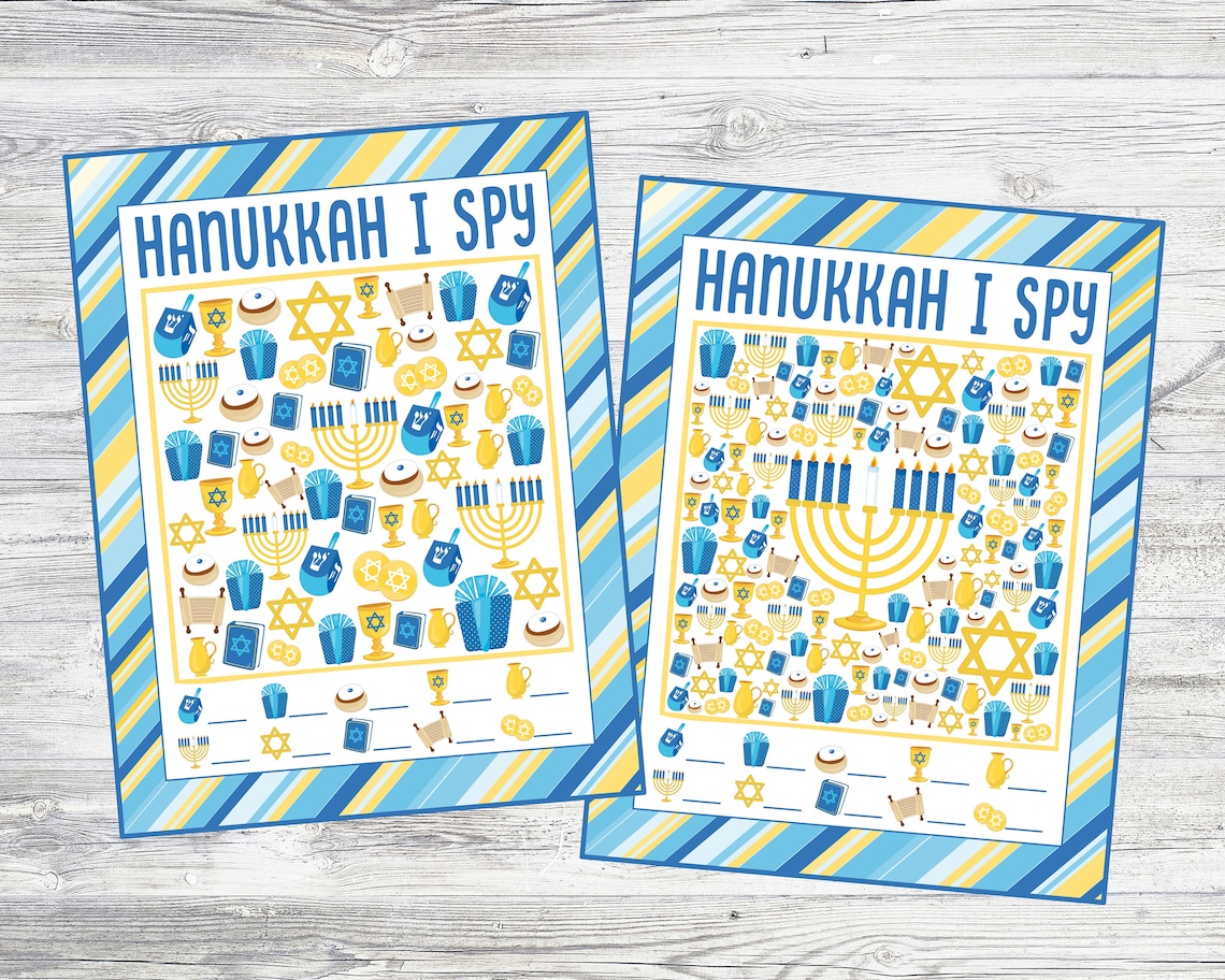 Hanukkah I Spy Printable Games. 5 Different Sheets Easier to - Etsy