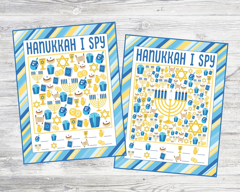 Hanukkah I Spy Printable Games. 5 Different Sheets Easier to - Etsy