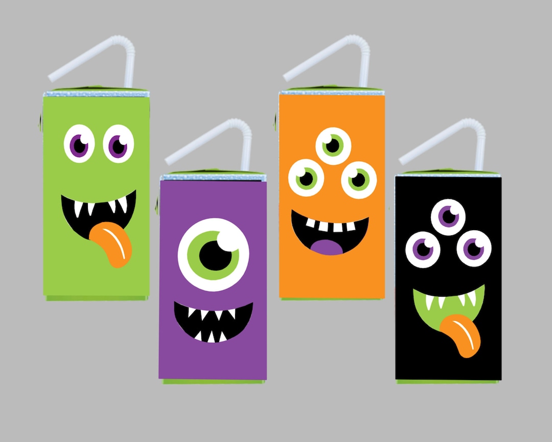 Halloween Monster Juice Box Wrappers. Instant Digital Download. 4 Color ...