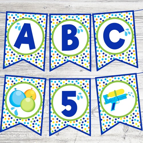 Printable Water Fight Decoration Package. Instant Digital | Etsy