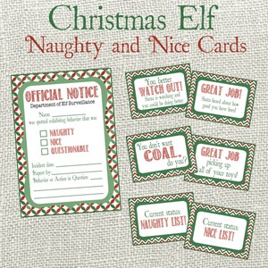 Christmas Elf Behavior Update Cards. Naughty & Nice List Cards ...