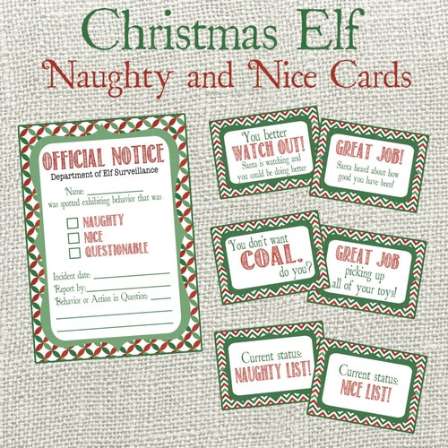 Christmas Elf Behavior Update Cards. Naughty & Nice List - Etsy