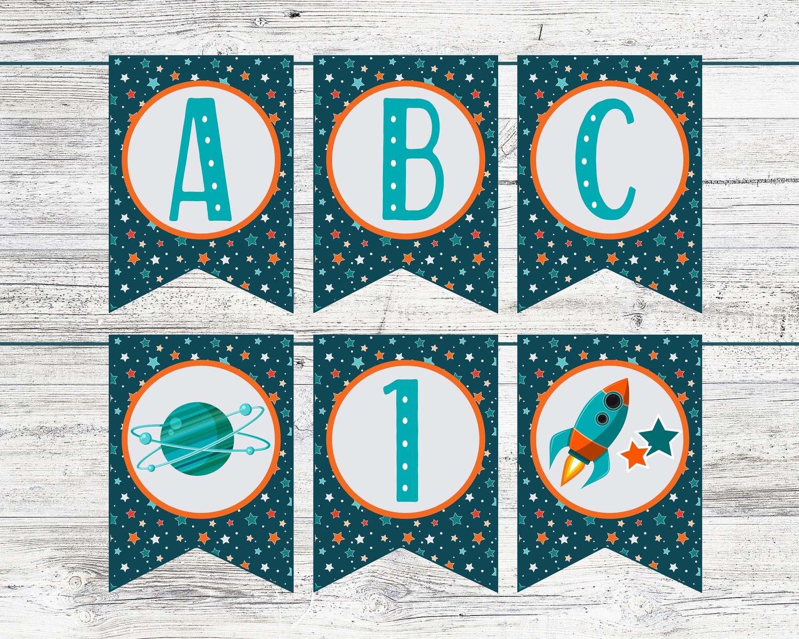 Space Party Banner. Printable Banner Package W/ Full Alphabet | Etsy