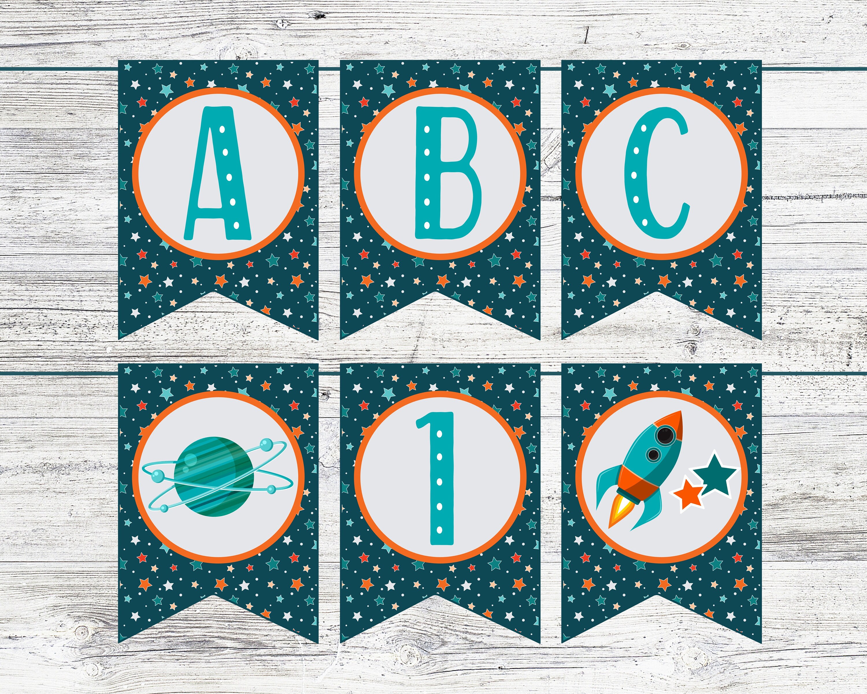 Space Party Banner. Printable Banner Package W/ Full Alphabet | Etsy