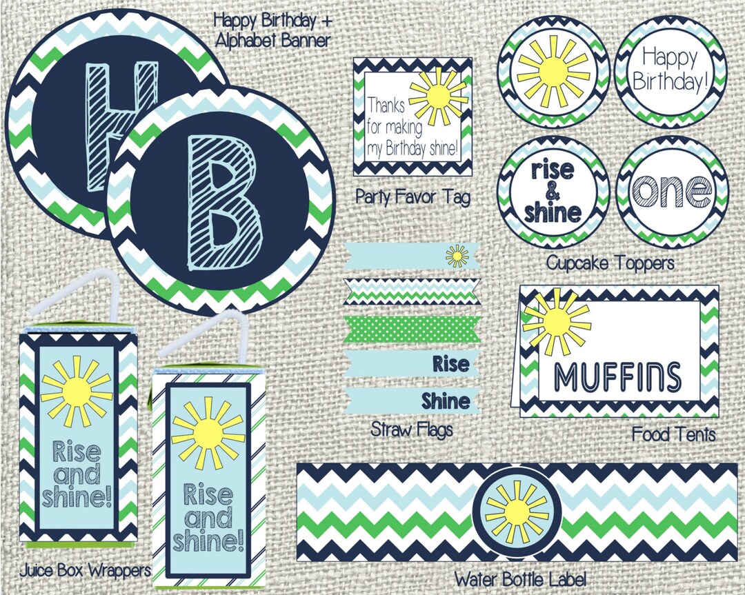 Rise and Shine Birthday Party Package. Digital Party Package. Rise and ...