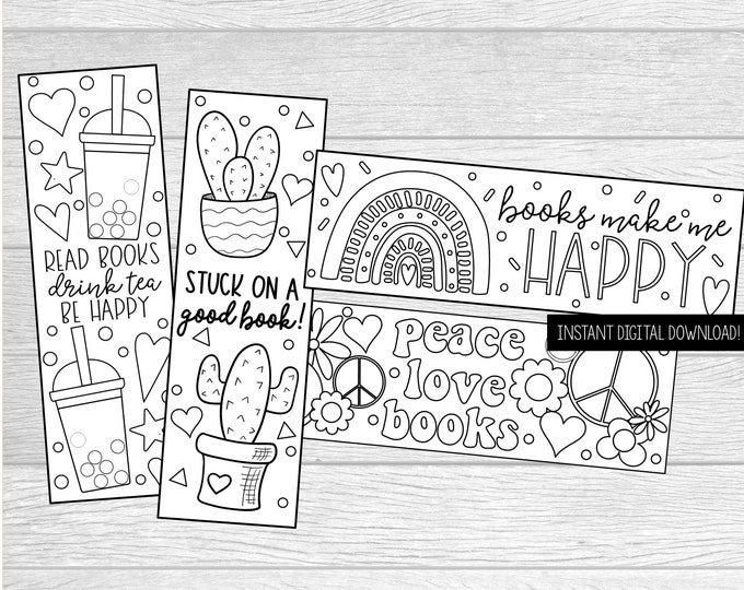 Printable Bookmarks Set of 27, Spring Coloring, Positive and ...
